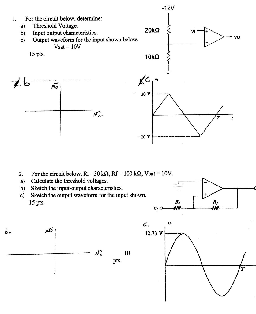 Solved For the circuit below, determine: a) Threshold | Chegg.com