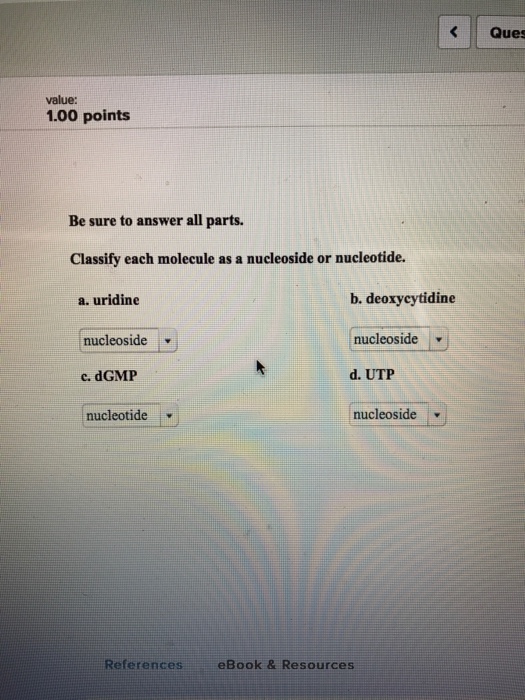 Solved Classify each molecule as a nucleoside or nucleotide. | Chegg.com