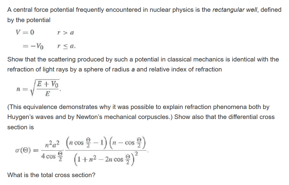 Solved A central force potential frequently encountered in | Chegg.com