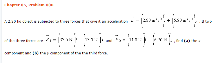 Solved A 2.30 kg object is subjected to three forces that | Chegg.com