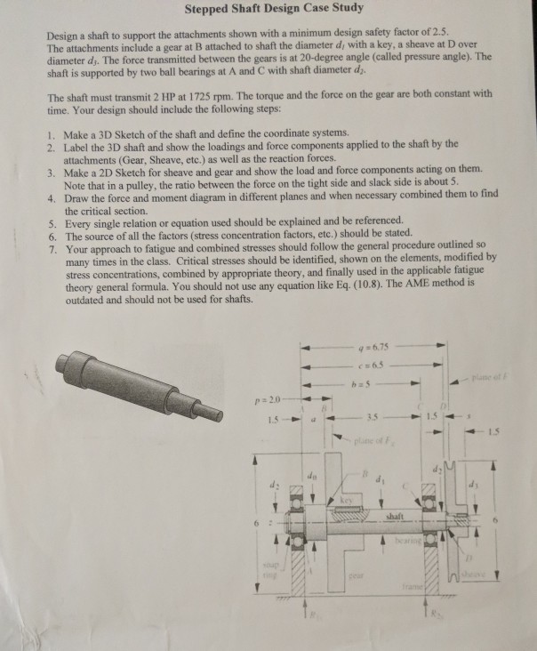 Solved Stepped Shaft Design Case Study Design a shaft to | Chegg.com