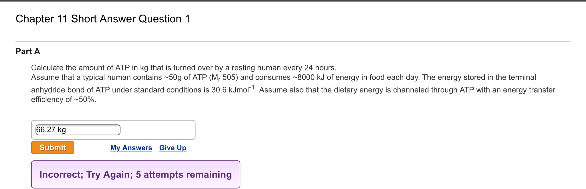 Solved Chapter 11 Short Answer Question 1 Part A Calculate | Chegg.com