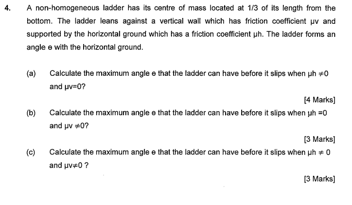 Solved 4.A non-homogeneous ladder has its centre of mass | Chegg.com