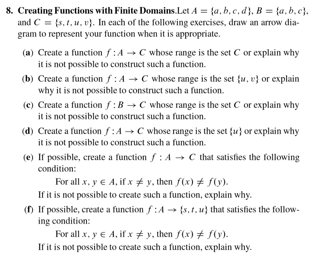 Solved 8. Creating Functions with Finite Domains.Let A-{a, | Chegg.com