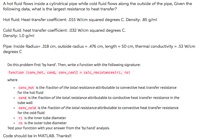 Solved A hot fluid flows inside a cylindrical pipe while | Chegg.com