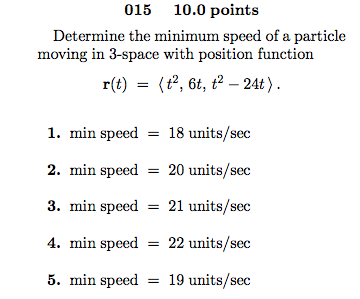 Solved 015 points Determine the minimum speed of a particle | Chegg.com