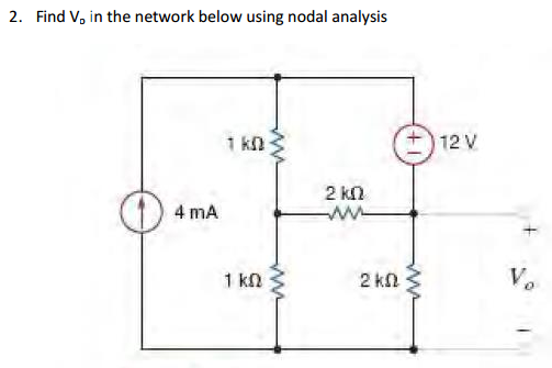 Solved Find V in the network below using nodal analysis | Chegg.com