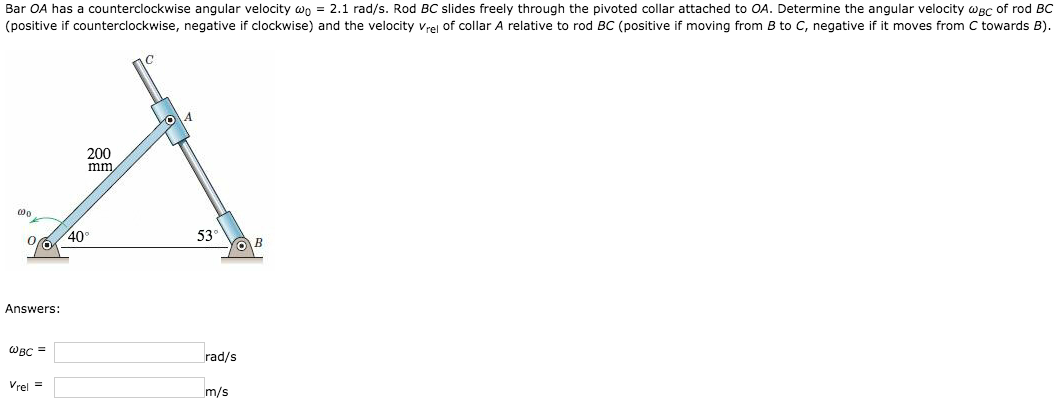 Solved Bar OA has a counterclockwise angular velocity | Chegg.com