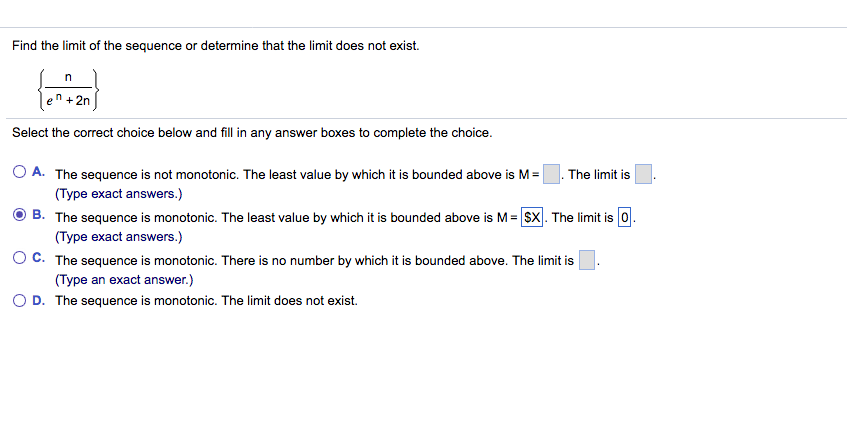 Solved Find the limit of the sequence or determine that the | Chegg.com