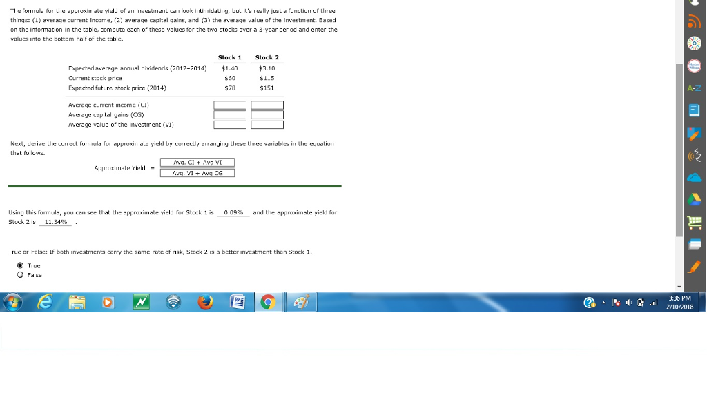 Solved The formula for the approximate yield of an | Chegg.com
