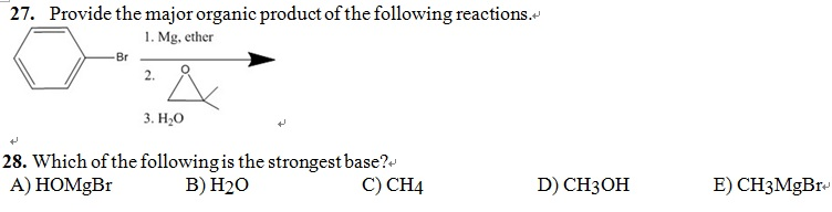 Solved 27. Provide the major organic product of the | Chegg.com