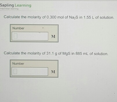Solved Calculate the molarity of the two solutions. a) 0.600 | Chegg.com