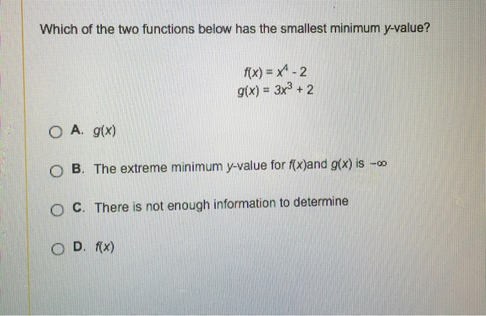 Solved Which Of The Two Functions Below Has The Smallest