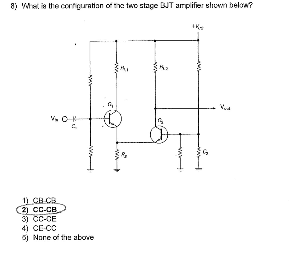Solved What is the configuration of the two stage BJT | Chegg.com