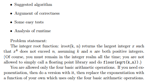 Solved Suggested algorithm Argument of correctness Some easy | Chegg.com