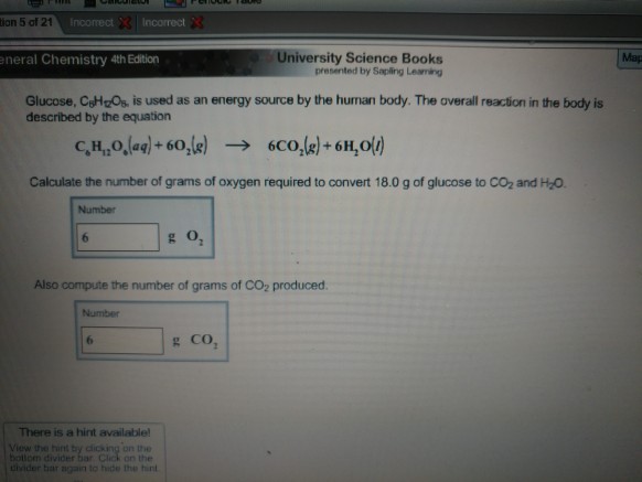 Solved Glucose, C_6H_12O_6, is used as an energy source by | Chegg.com