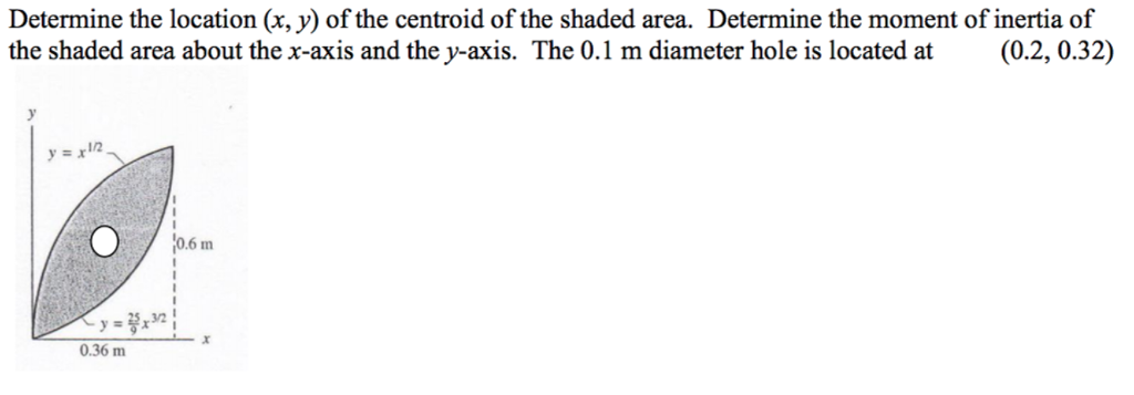 Solved Determine the location (x, y) of the centroid of the | Chegg.com