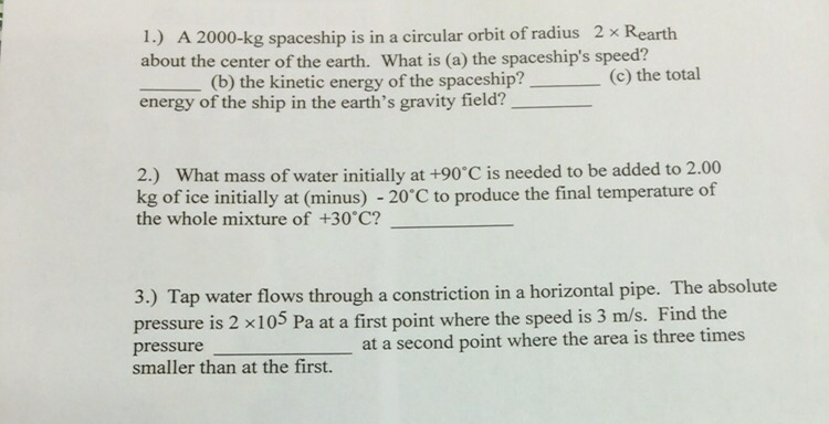 Solved A 2000 Kg Spaceship Is In A Circular Orbit Of Radius