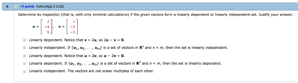 Solved 4. -11 points HoltLinAlg2 2.3.022 Determine by | Chegg.com Solved 4. -11 points HoltLinAlg2 2.3.022 Determine by | Chegg.com
