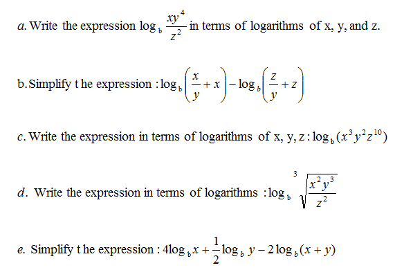 Solved a. Write the expression log, in terms of logarithms | Chegg.com