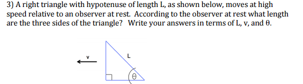 Solved 3) A right triangle with hypotenuse of length L, as | Chegg.com