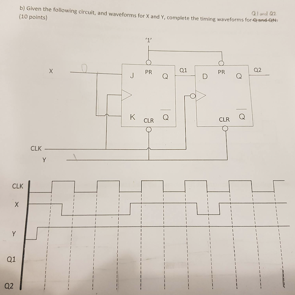 Solved Ql and 02 Given the following circuit, and waveforms | Chegg.com