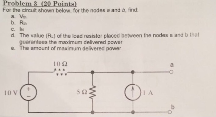 Solved For the circuit shown below, for the nodes a and b, | Chegg.com