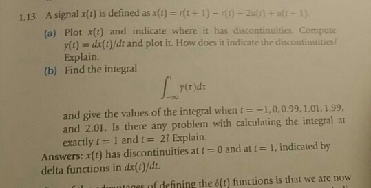 Solved A signal x(t) is defined as x(t) = r(t + 1) - r(t) - | Chegg.com