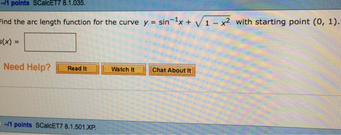 Solved Find the arc length function for the curve y = sin^-1 | Chegg.com