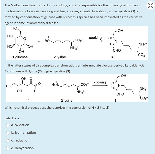 Solved The Maillard reaction occurs during cooking, and it | Chegg.com