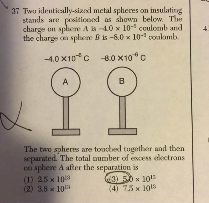 Solved 37 Two identically-sized metal spheres on insulating | Chegg.com