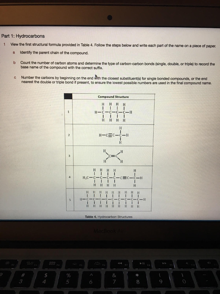 Solved Part 1: Hydrocarbons 1 View the first structural | Chegg.com