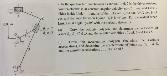 Solved In the quick-return mechanism as shown, Link 2 is | Chegg.com