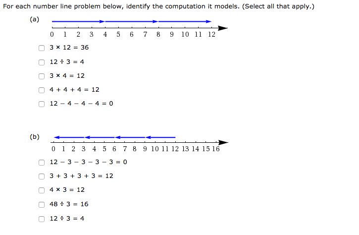 Solved For each number line problem below, identify the | Chegg.com