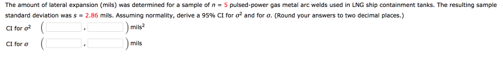 Solved The amount of lateral expansion (mils) was determined | Chegg.com