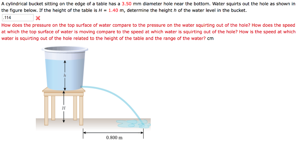 Solved A cylindrical bucket sitting on the edge of a table | Chegg.com