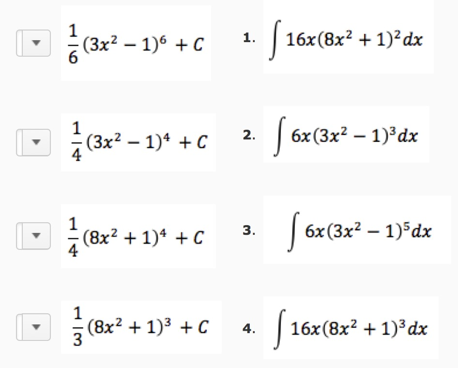 Solved Match each of the following indefinite integrals with | Chegg.com