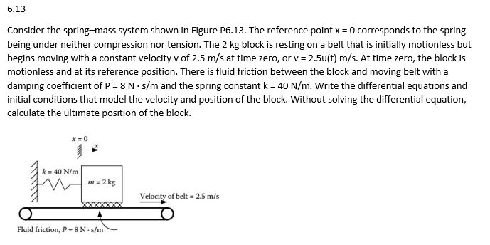 Solved 6.13 Consider the spring-mass system shown in Figure | Chegg.com