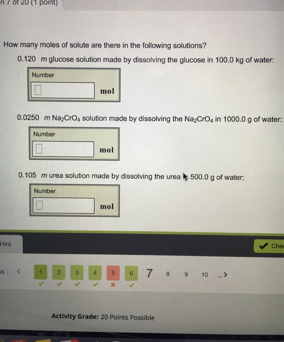 Solved How many moles of solute are there in the following | Chegg.com