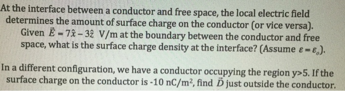 Solved At the interface between a conductor and free space, | Chegg.com