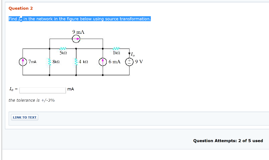 Solved Find I _0 in the network in the figure below using | Chegg.com