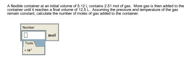 Solved A flexible container at an initial volume of 5.12 L | Chegg.com