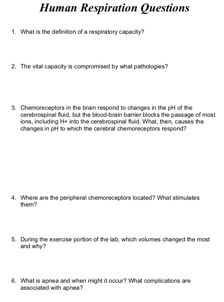 Solved Human Respiration Questions 1. What is the definition | Chegg.com