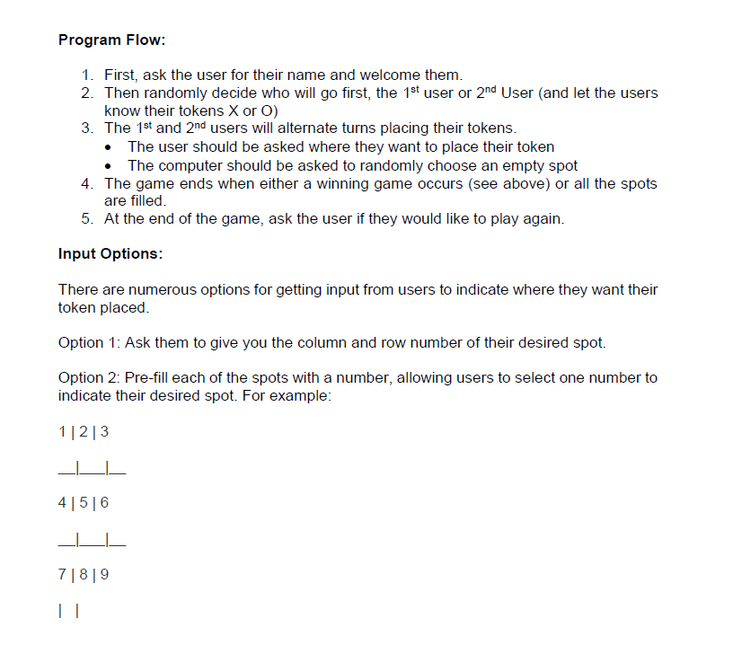 Solved Part 1: Your Tic-Tac-Toe game! You love playing | Chegg.com