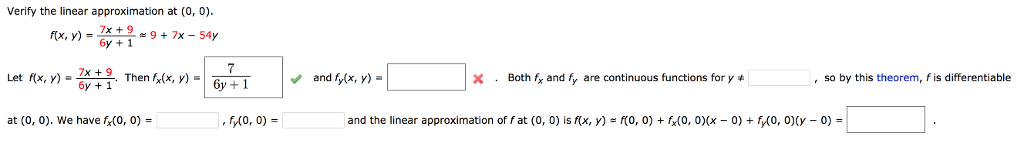 Solved Verify The Linear Approximation At 0 0 9 7x 54y