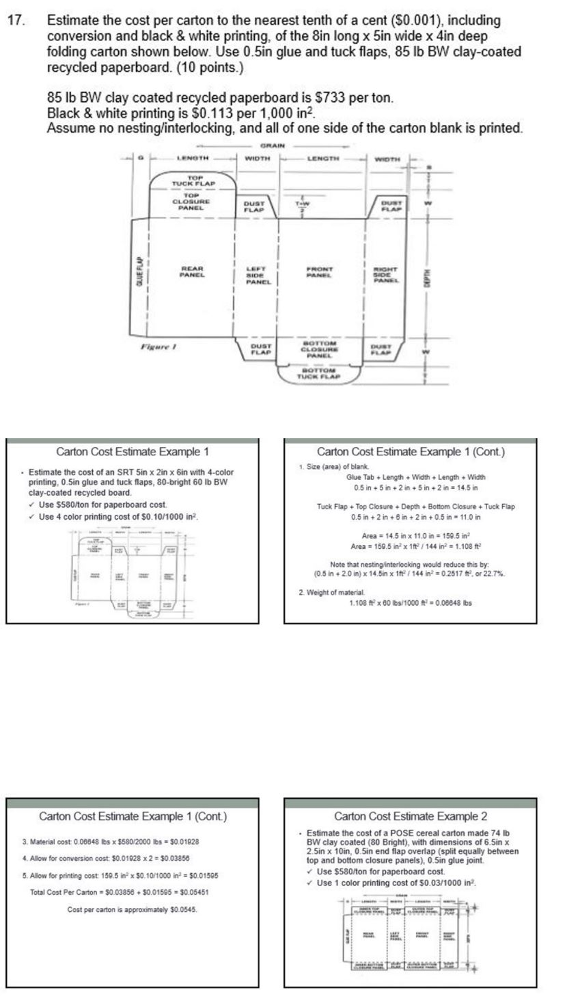 Solved Estimate the cost per carton to the nearest tenth of | Chegg.com