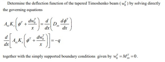 Determine the deflection function of the tapered | Chegg.com