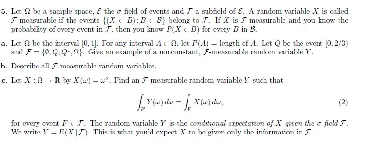 Let Ohm be a sample space, epsilon the sigma-field of | Chegg.com