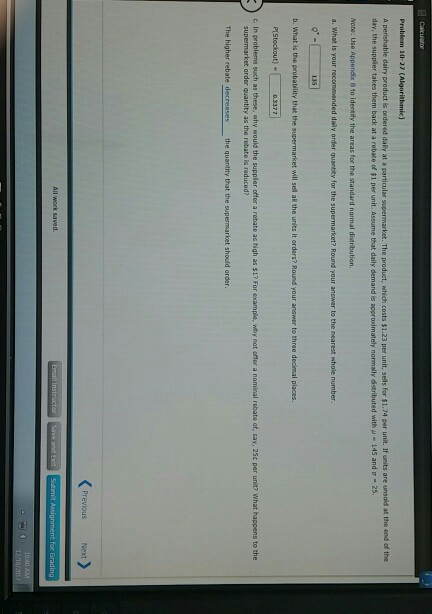 Solved Problem 10-27 (Algorithmic) A perishable dairy | Chegg.com