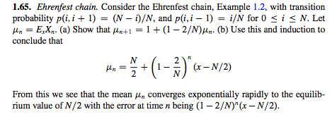 Solved 1.65. Ehrenfest chain. Consider the Ehrenfest chain, | Chegg.com
